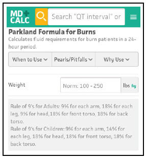 Calculated Decisions | Management of Patients With Thermal Burns